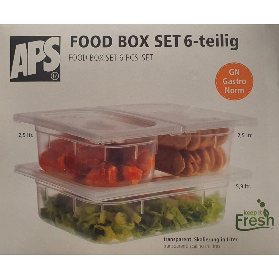 APS Food Box Set 6-teilig GN Norm 1/2 und 1/4 Kunststoffboxen mit ...