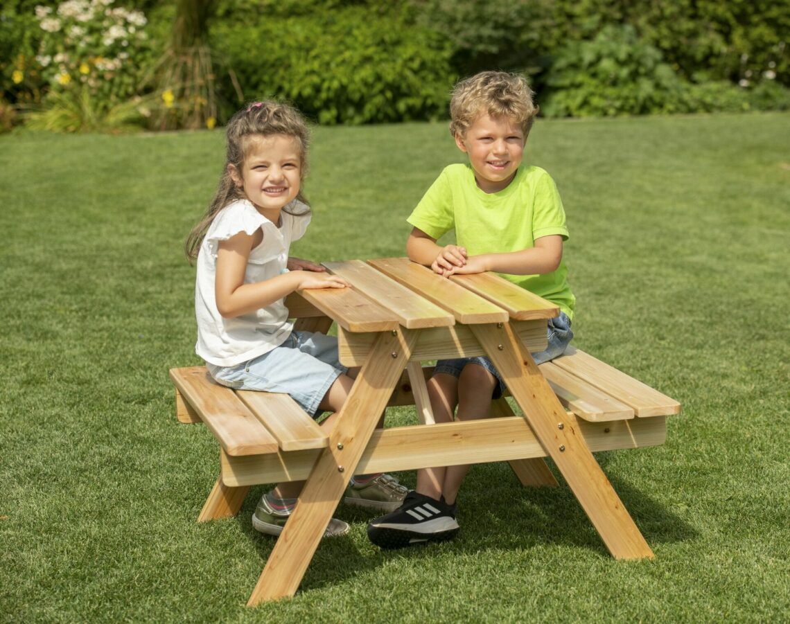 Kinder Sitzgarnitur 89 x 78 x 50cm Picknick Tisch mit 2 Bänken aus ...